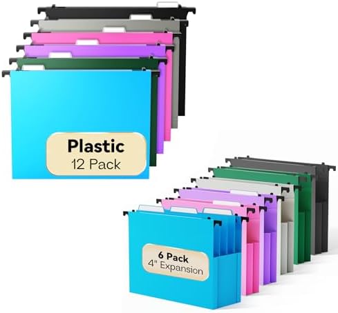 Amazon.com : NORDUN 6 Pack Plastic Hanging Folders Heavy Duty 4 ...