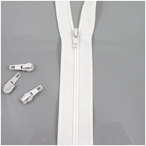 IPEA White Continuous Zip 5 Metres Long + 15 Metal Sliders, Chain Size ...