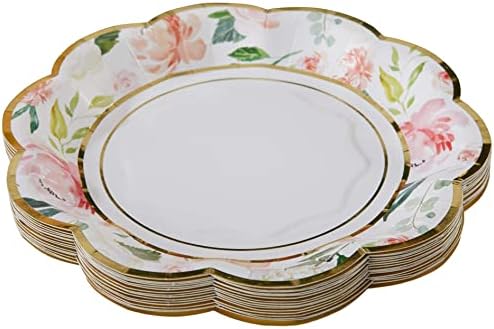 Amazon.com: Kate Aspen Floral Paper Plates (Set Of 8), One Size, White ...