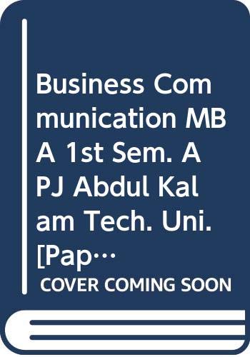 Business Communication MBA 1st Sem. APJ Abdul Kalam Tech. Uni. : Amazon.in: Books