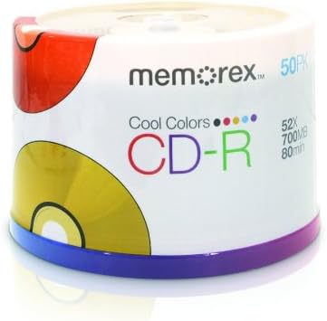 Amazon.com: Memorex Cool Colors 52x Write-Once CD-r Spindle - 50 Pack ...