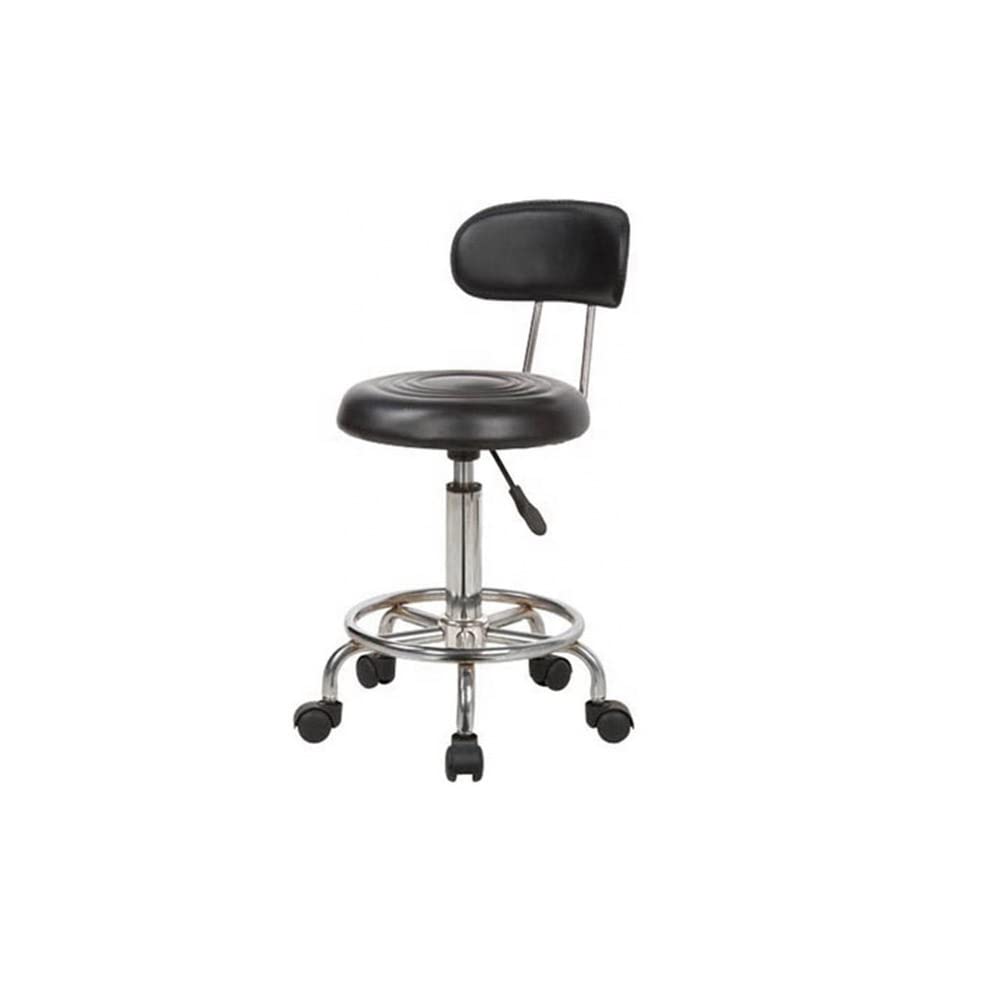 Buy Round Drafting Leather Rolling Stool with Backrest Online at ...
