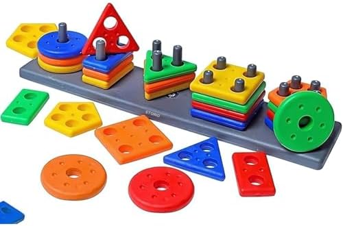 Sky Tech Plastic Geometric Blocks, Sorting & Stacking Toys for Toddlers ...