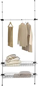 Amazon.com: Hershii Adjustable Clothes Hanging Rail Heavy Duty Indoor ...