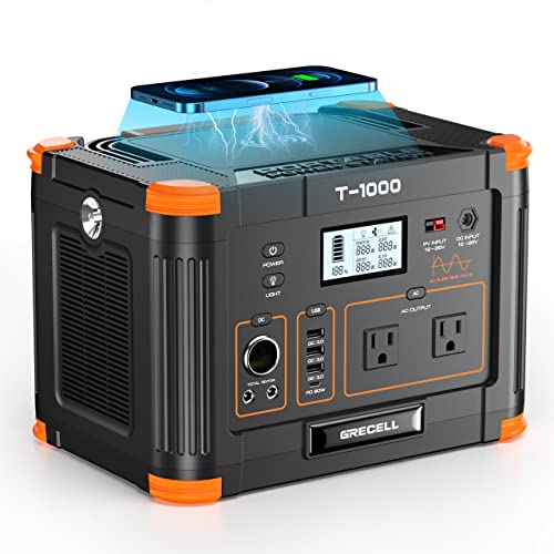 Portable Power Station 1000W (Peak 2000W), GRECELL 999Wh Solar ...