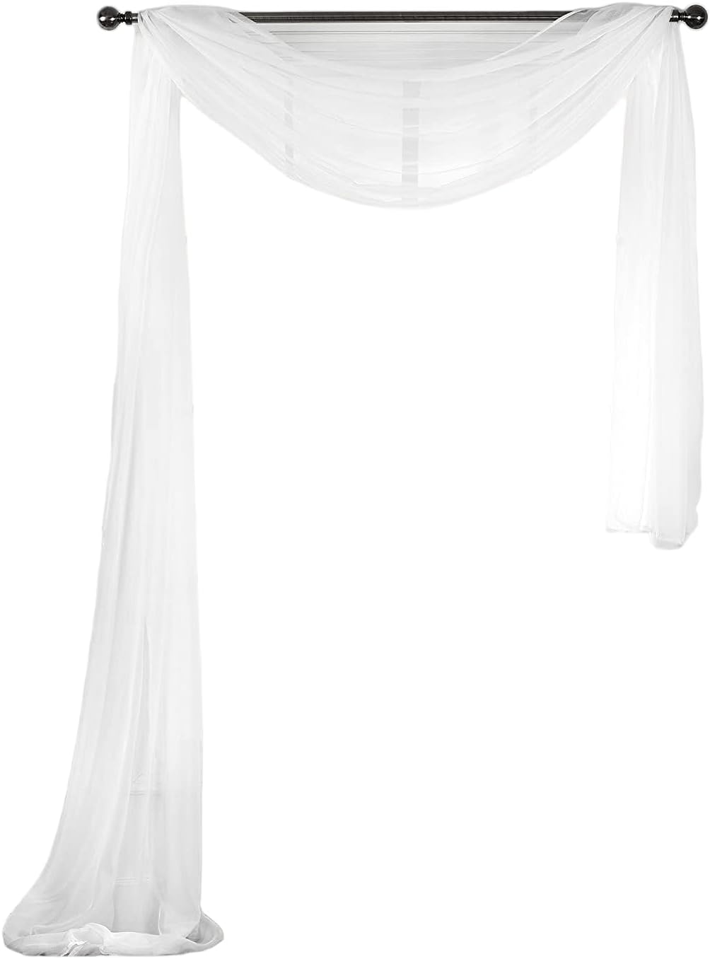 Amazon.com: Extra Wide White Voile Sheer Window Scarf Valence - 54" x ...