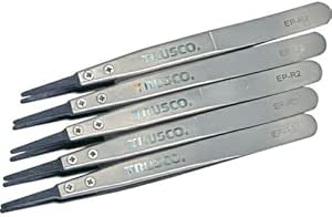 Amazon | トラスコ中山(TRUSCO) まとめ買い ESDチップピンセット 先丸型 先端幅2mm 5本入り EP-R2-M5 | ピンセット