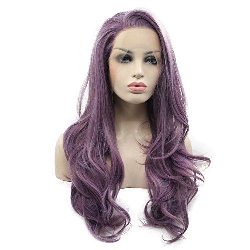 Amazon.com : melody wig Purple Lace Front Wigs - Side Part Body Wave ...