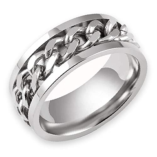 Amazon.com: Spinner Ring Men, Silver Braided Band for Wedding,Custom ...
