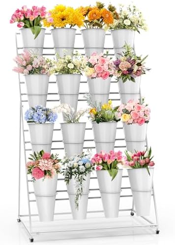Amazon.com: YOEXTO Flower Display Stand with Buckets, 4 Layers 16 PCS ...