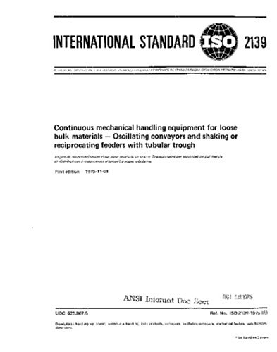 ISO 2139:1975, Continuous mechanical handling equipment for loose bulk ...
