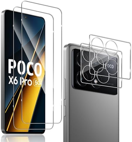 HidWee Vetro Temperato Compatibile con Xiaomi POCO X6 Pro 5G, 3 Pezzi Pellicola Protettiva e 2 ...