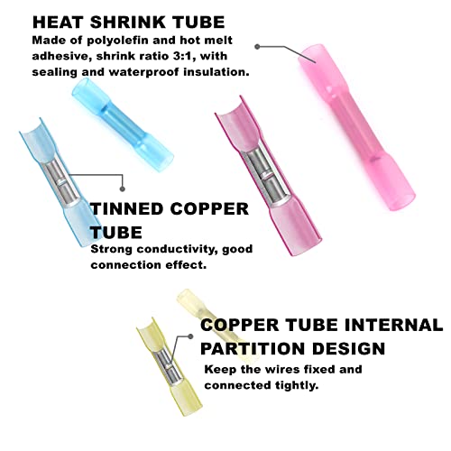 Ruimou 60Pcs Heat Shrink Crimp Copper Tube Connector(3 Sizes 3 Colors ...