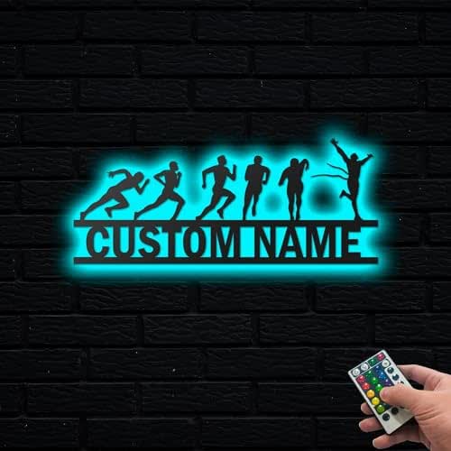 Amazon.com: Personalized Male Trail Running Metal Wall Art With LED ...