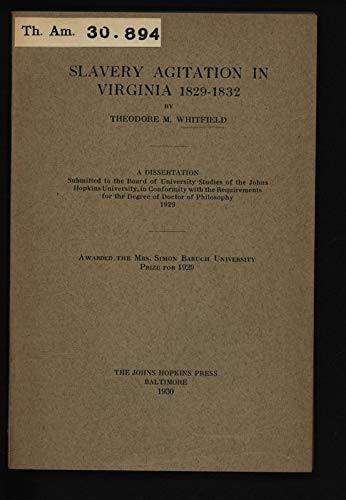 Amazon.com: Slavery agitation in Virginia, 1829-1832,: 9780837127262 ...