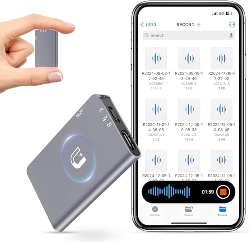 Amazon.com: 128GB Magnetic Digital Voice Recorder - 40 Hours Continuous ...