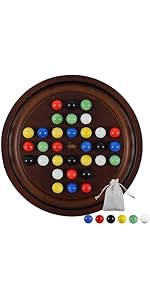 Amazon.com: Medikaison Large Solitaire Game Handmade Solid Wooden ...