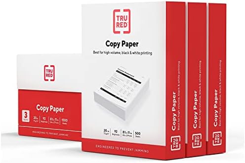 Amazon.com : Staples TRU RED 8.5x11 Copy Paper 20 lb. 92-Bright 5000 ...