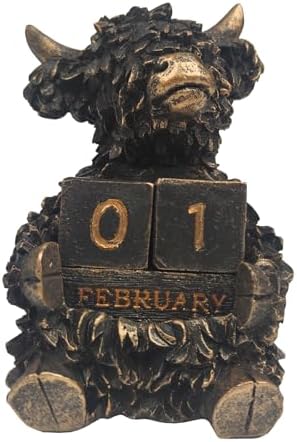 Amazon.com : Perpetual Block Calendar for Desk, Cute Highland Cow ...