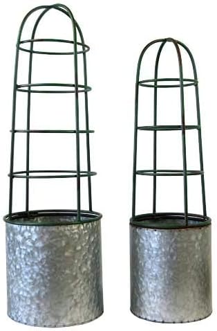 Amazon.com: Esschert Design Old Zinc Flower Pots with Vertical Supports ...