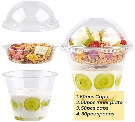 Dessert Cups, 50 Pack 9 oz Plastic Appetizer Cups for Parties, Parfait ...