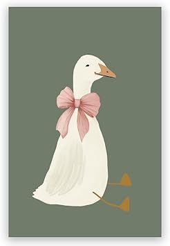 Amazon.com: Silly Goose Bow Canvas Prints - Cute Goose Poster, Sage ...