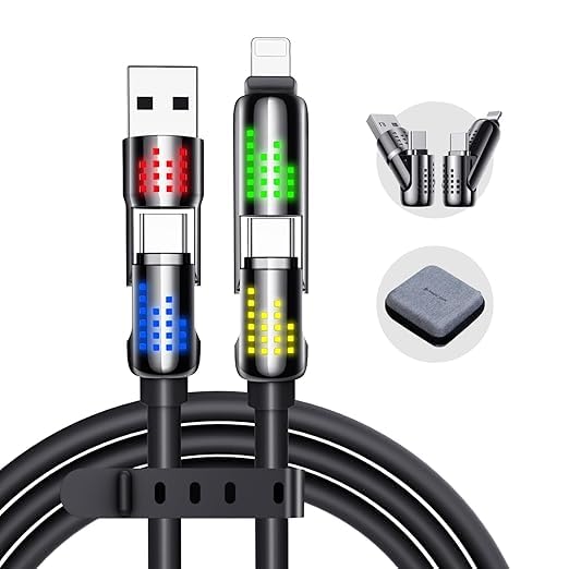 MAGIC JOHN 240W 4 in 1 USB C Cable, USB Charging Cable with Breathing ...