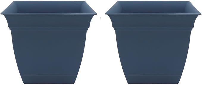 Amazon.com : The HC Companies 12 Inch Eclipse Square Planter with Saucer – Indoor Outdoor Plant ...