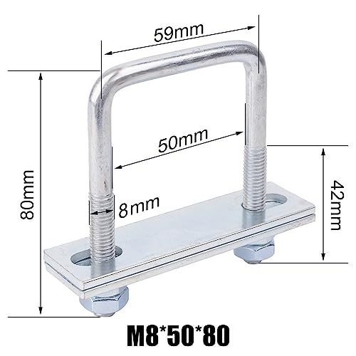 U-Bolts 4pcs Square Brackets U Bolts U-Clamp M8 Bolts U-Bolts with Nuts ...