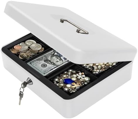 HZSZJMN Money Box, 30x24x9cm Money Tin with Lock, Lockable Cash Box ...