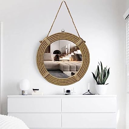 Buy Creation India Craft Vintage Rope Wall Hanging Mirror for Bedroom ...