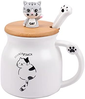Cat Mug Gifts For Women Cute Ceramic Coffee Cup with Lovely Kitty lid ...