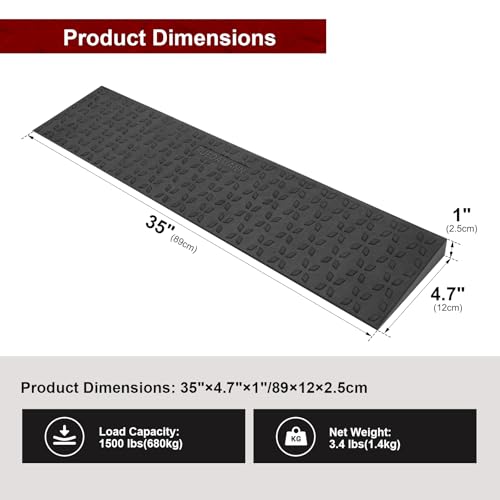 Ruedamann Rubber Threshold Ramps, 1" Rise Door Threshold Ramps for ...