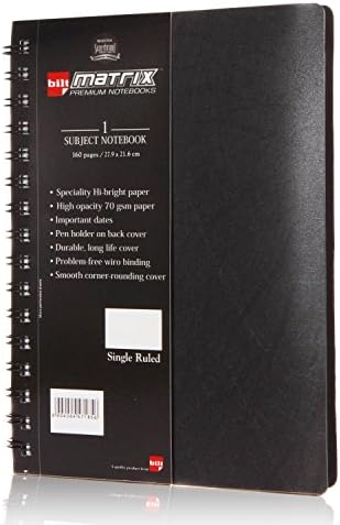 BILT Matrix Premium Notebook Single Subject - A5, 70 GSM, 160 pages ...