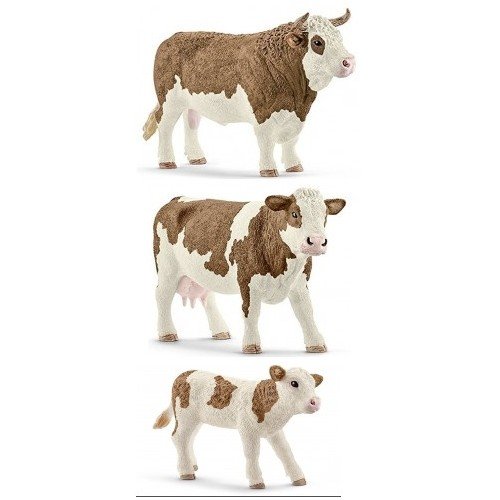 Schleich Set of Three Farm Animals: Simmental Bull, Cow and Calf (13800 ...