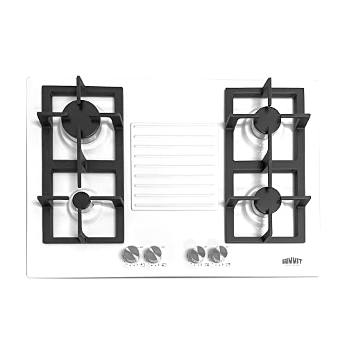 Summit GC431W 30-Inch Wide 4-Burner White Gas Cooktop, Enamel Coated ...