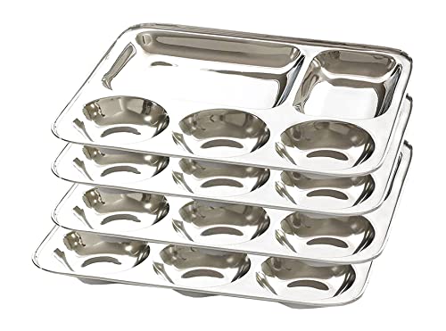 Kitchen kemistry Stainless Steel 5In1 Three Compartment Divided Dinner ...