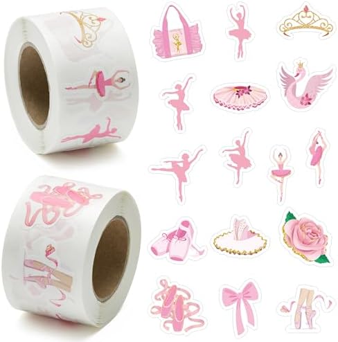 Amazon.com: BeYumi 1000Pcs Ballet Dance Themed Stickers in 2 Rolls Pink ...