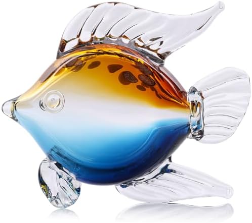 Amazon.com: Blue Tropical Fish Glass Sculpture Home Decoration Office ...