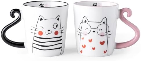 Amazon.com: yarlung Set of 4 Cat Mug with Handle, 12 Oz Cute Ceramic ...
