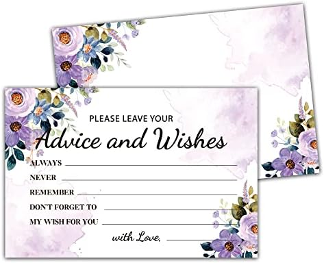 Amazon.com: Levitatinyear Purple Floral Advice and Wishes Cards, 25 Pcs ...