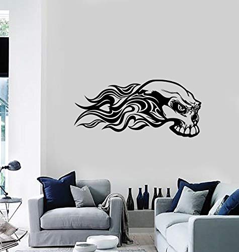 Amazon.com: Wall Vinyl Decal Sticker Flaming Skull Car Motorcycle Truck ...