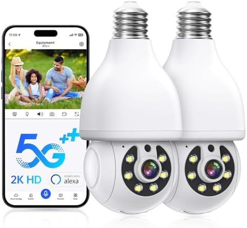 Amazon.com : Light Bulb Security Camera Wireless Outdoor, 5G&2.4G WiFi ...