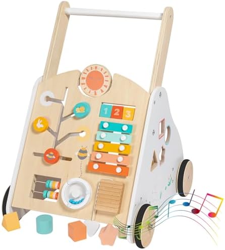 Amazon.com: Twefex Wooden Baby Walker - Baby Push Walker with Music Box ...