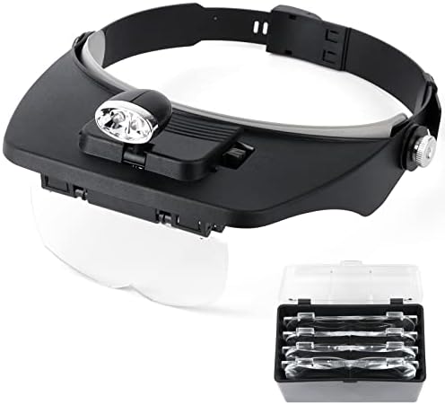 Head Mount Magnifier Optivisor with LED Jewelers Magnifying Glasses 1 ...