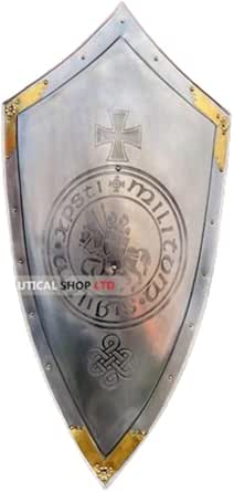 Amazon.com: Medieval Templar Shield Knight 18 Gauge Steel Shield Armor ...