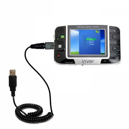 USB Coiled Data and Charge Cable compatible with iRiver PMP-100 with ...