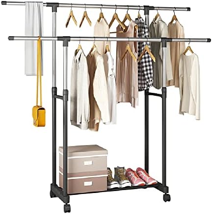 Estante de Ropa Ajustable, Double Rod - Perchero Para Colgar Ropa ...