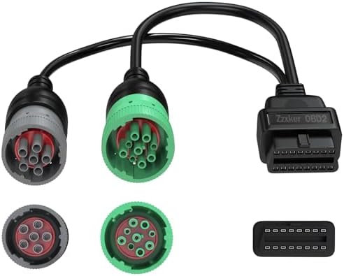 Amazon.com: Zzxker 2-in-1 OBD2 Adapter Cable,9 Pin J1939 and 6 Pin ...