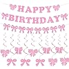 Amazon.com: Glitter Pink Bow Party Decorations - Cute Birthday Banner ...